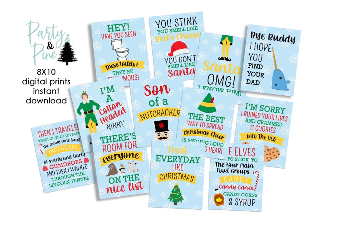 Buddy Elf Christmas Party Signs Elf Movie Quotes Prints 8x10 Instant ...