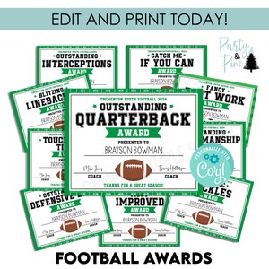 Football Awards Template End of Season Certificate Sports Team Player ...