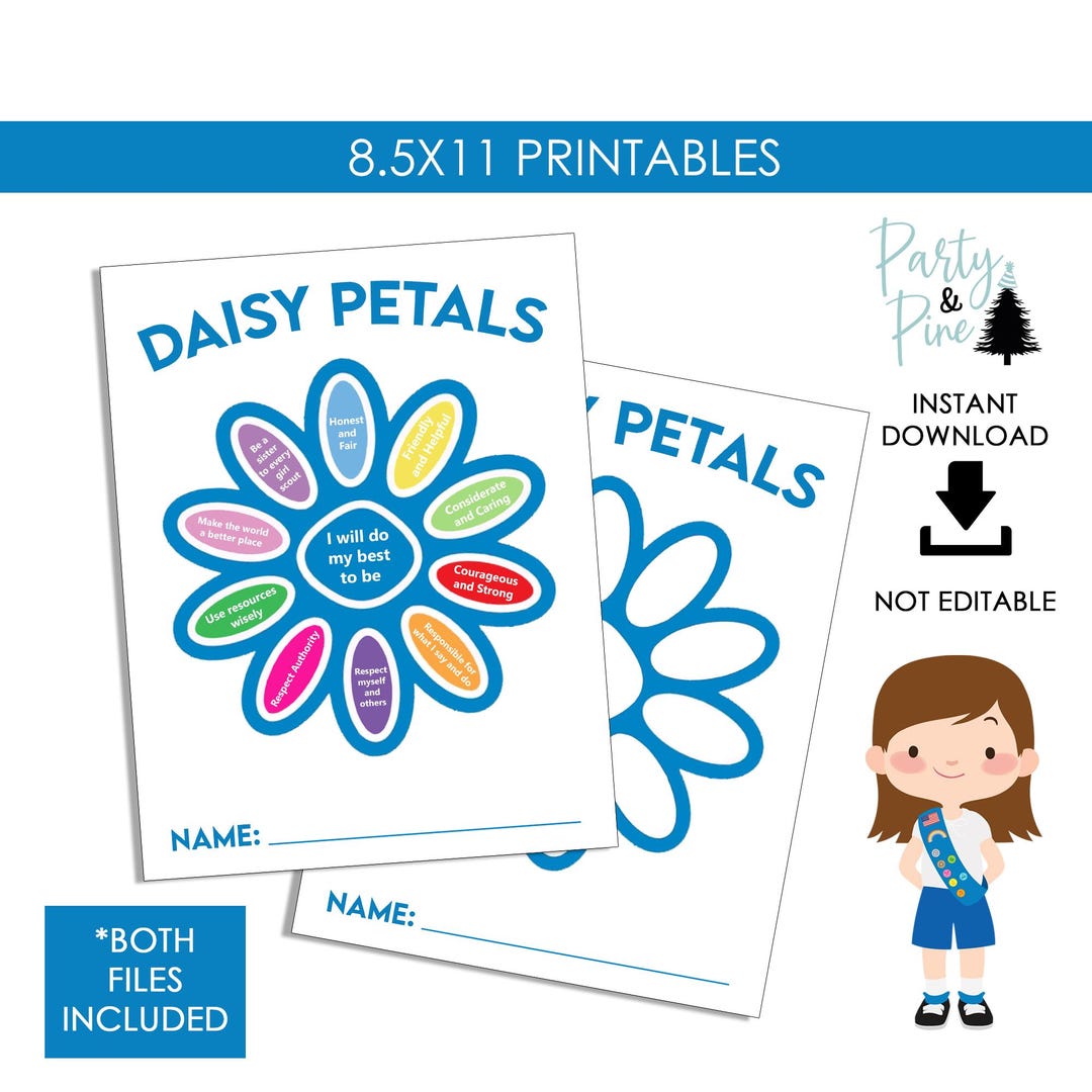 Daisy Petals Printable Page Activity Sheet Coloring Pages 8.5x11 Troop ...