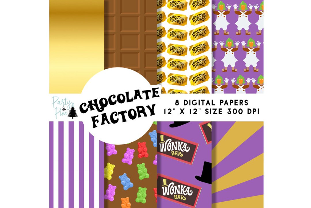Chocolate Factory Digital Papers 12x12 300 Dpi Purple Brown Candy ...