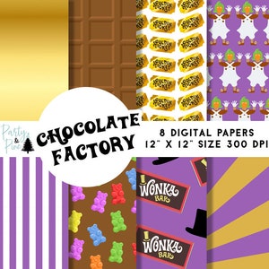 Chocolate Factory Digital Papers 12x12 300 Dpi Purple Brown Candy ...