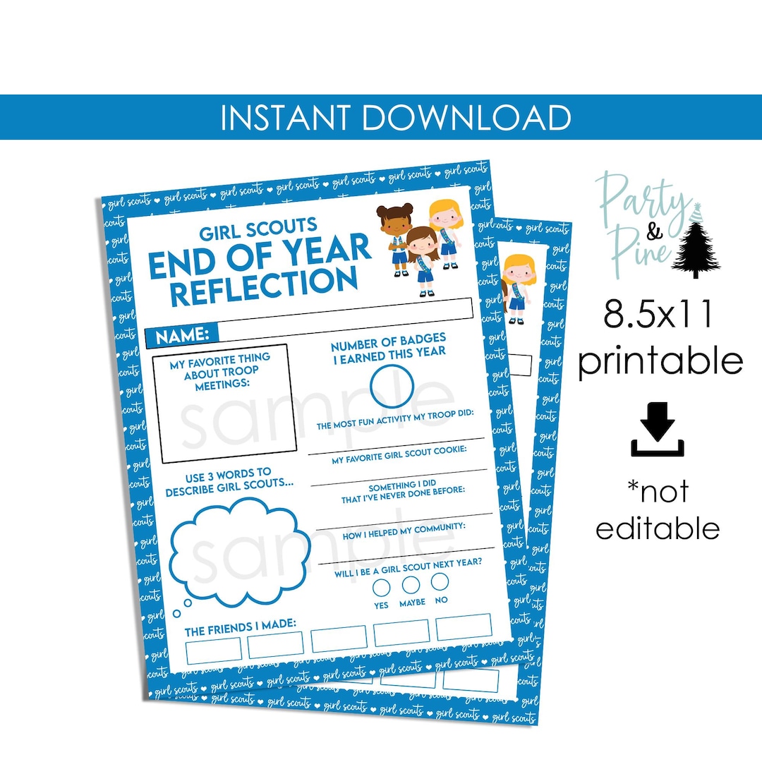 Troop END OF YEAR Reflection Daisy Printable Scouts Instant Download 8 ...