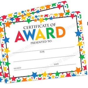 Printable Award Certificate School Teacher Digital Print 11x8.5 Instant ...