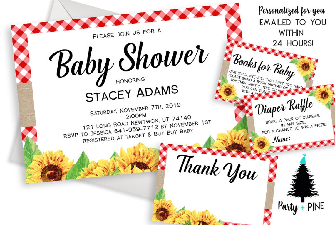 Sunflower Baby Shower Invitation Invite Digital 7x5 Sprinkle - Etsy