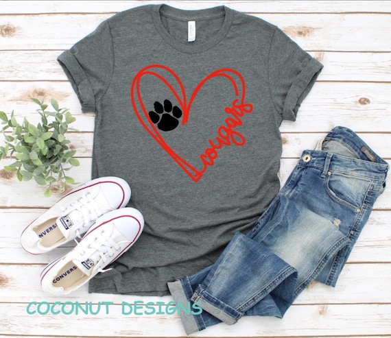 Cougars Coogs Heart W/paw Print | Etsy