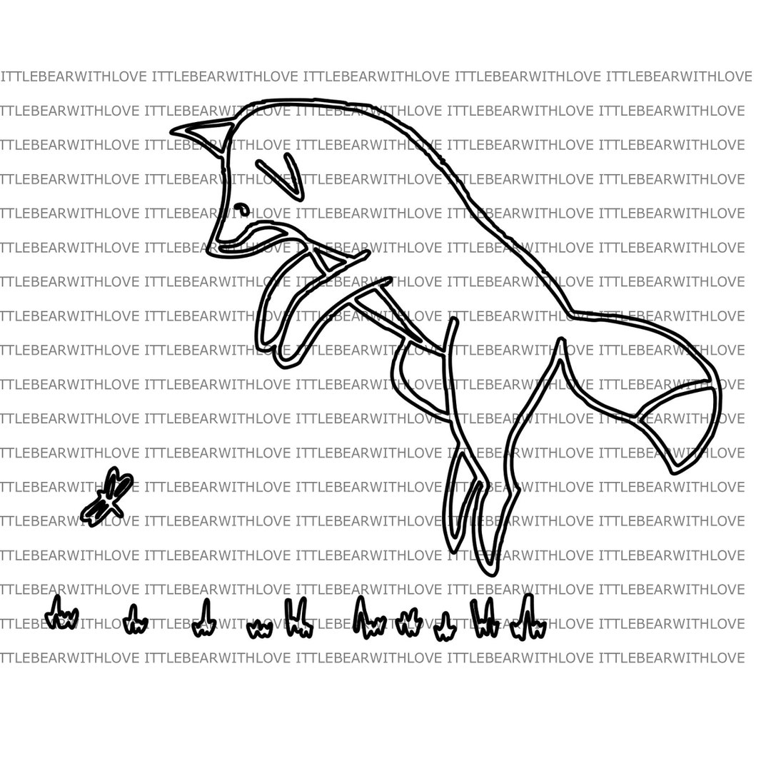 Jumping Fox SVG Hand Drawn Cut File ONLY for Silhouette Cameo Cricut ...