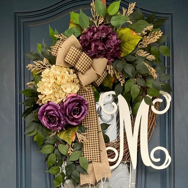 Purple Flower Wreath - Etsy