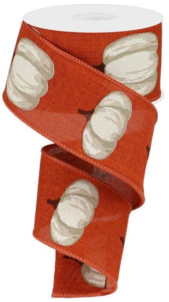 Fall Pumpkin Ribbon Rust/cream/brown 2.5 X 10 Yards - Etsy