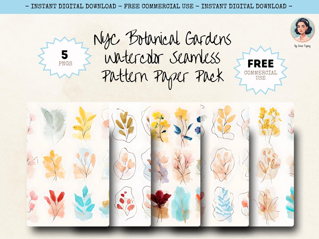 Watercolor Floral Seamless Pattern | NYC Botanical Garden (digital ...