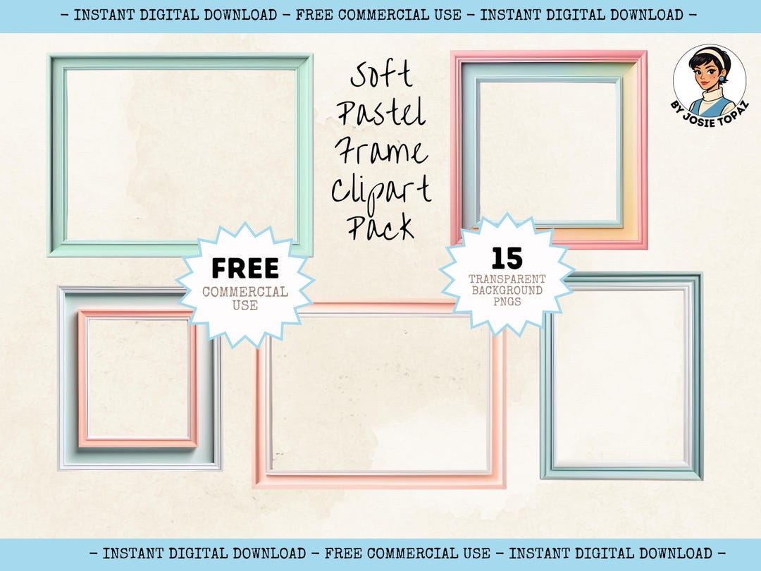 Pastel Picture Frame Clipart | 15 Soft Color Pngs (commercial Use ...