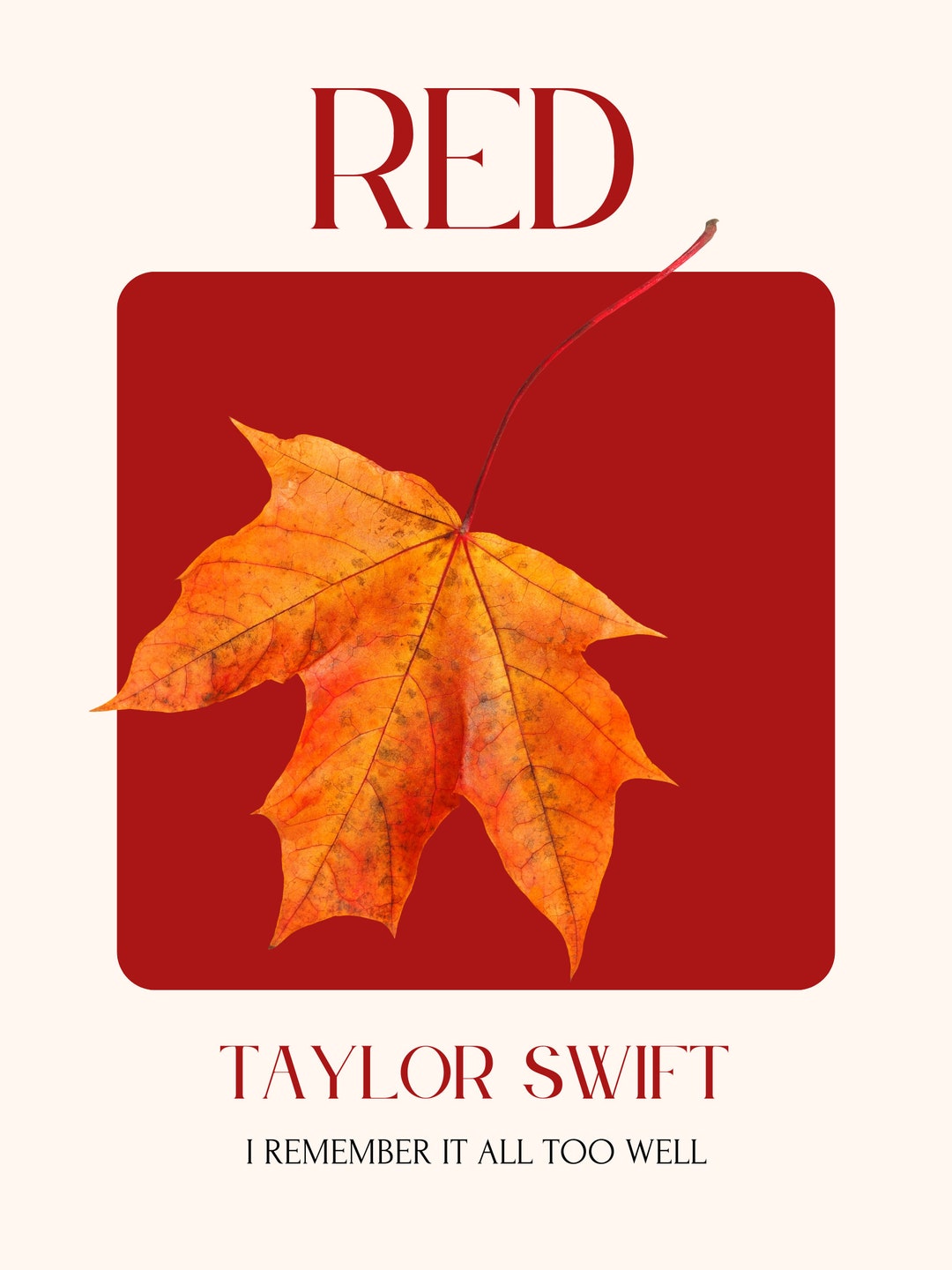 Taylor Swift Red Poster DIGITAL DOWNLOAD - Etsy