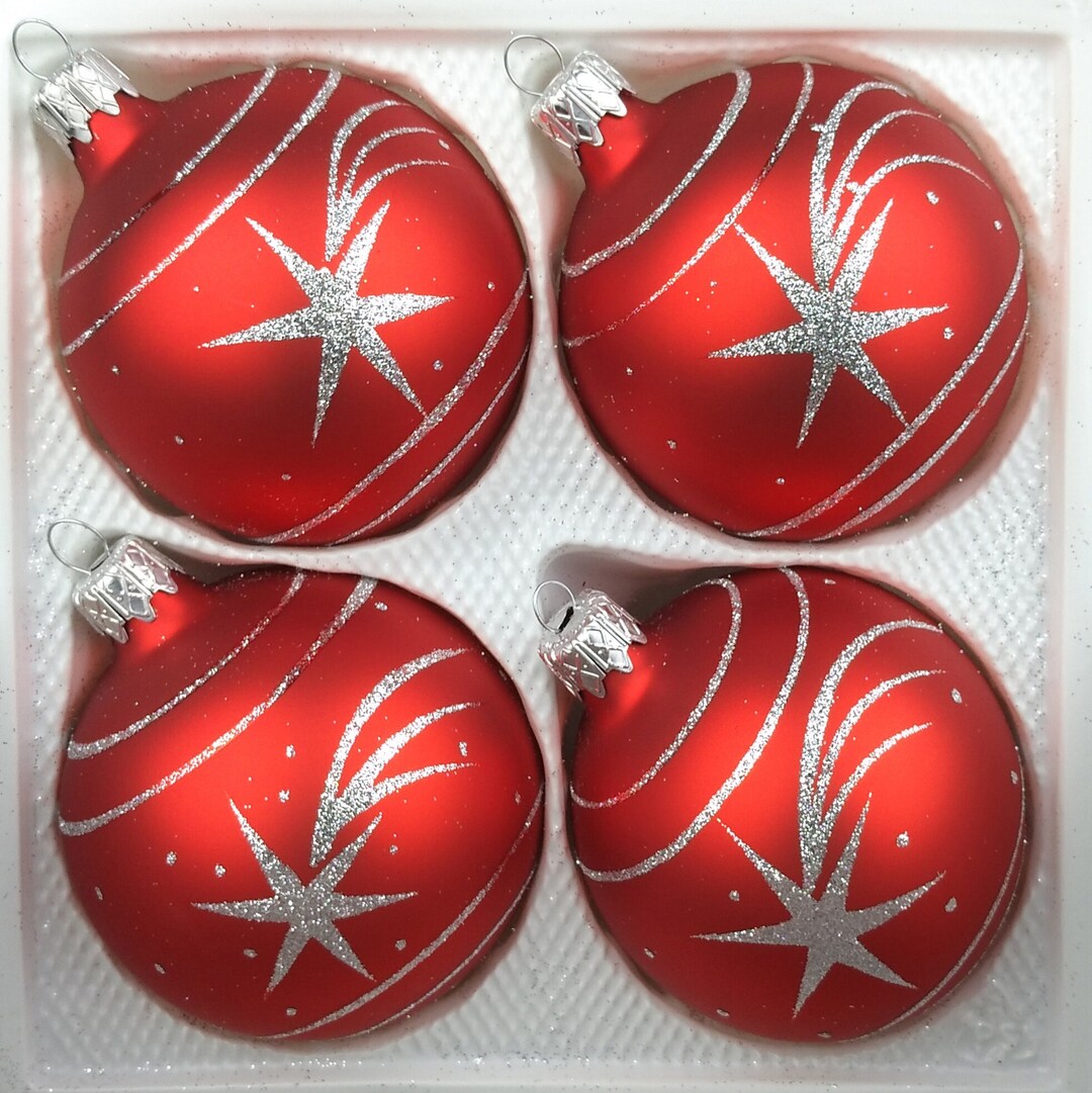 Christmas Ornaments “classic Red Silver Comet” – Balls 3.15″ - Etsy