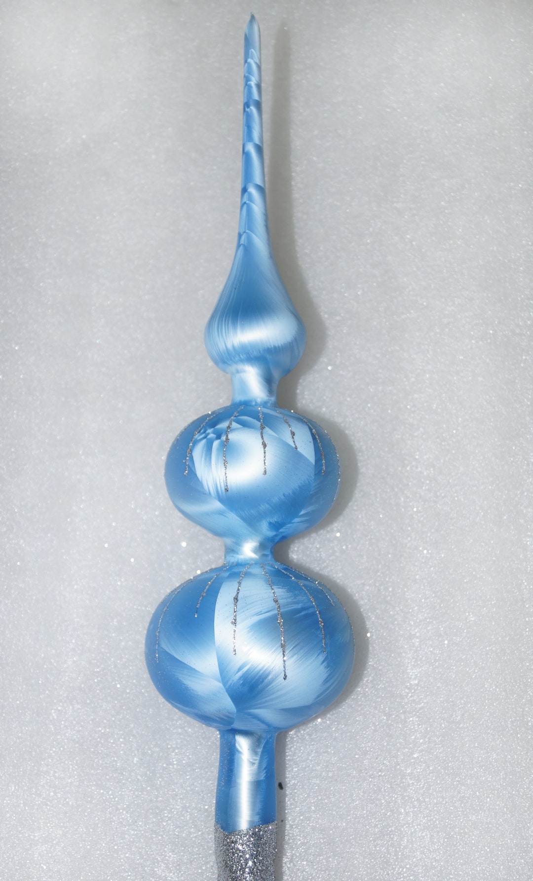Handmade Christmas Tree Topper blue Silver Drops 13.78 - Etsy