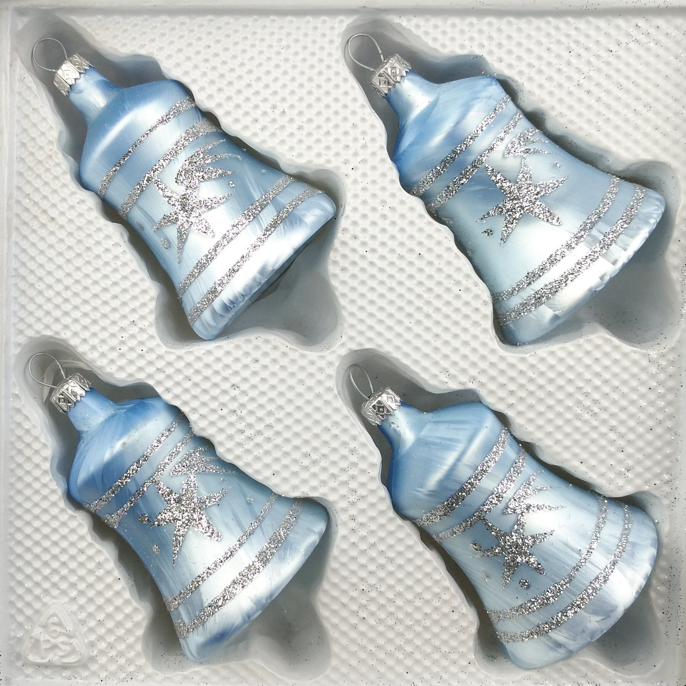 Christmas Ornaments blue silver comet bells | Etsy