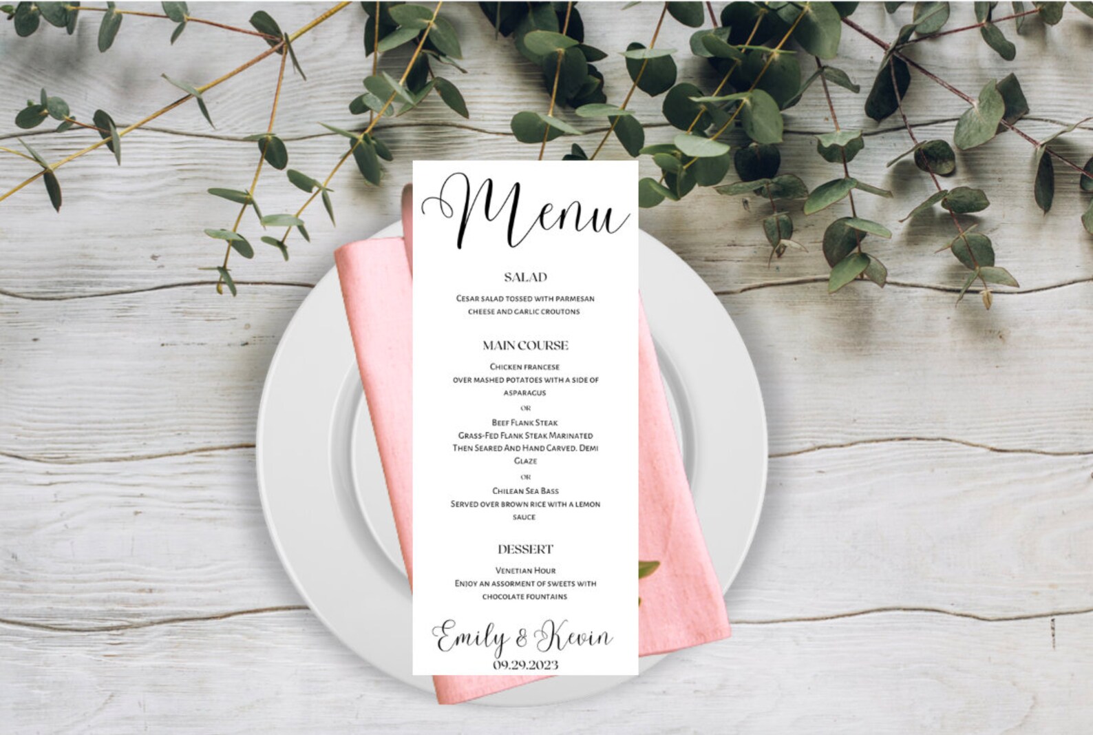 Wedding Day Menu - Simplistic - Template - Instant Download - Etsy