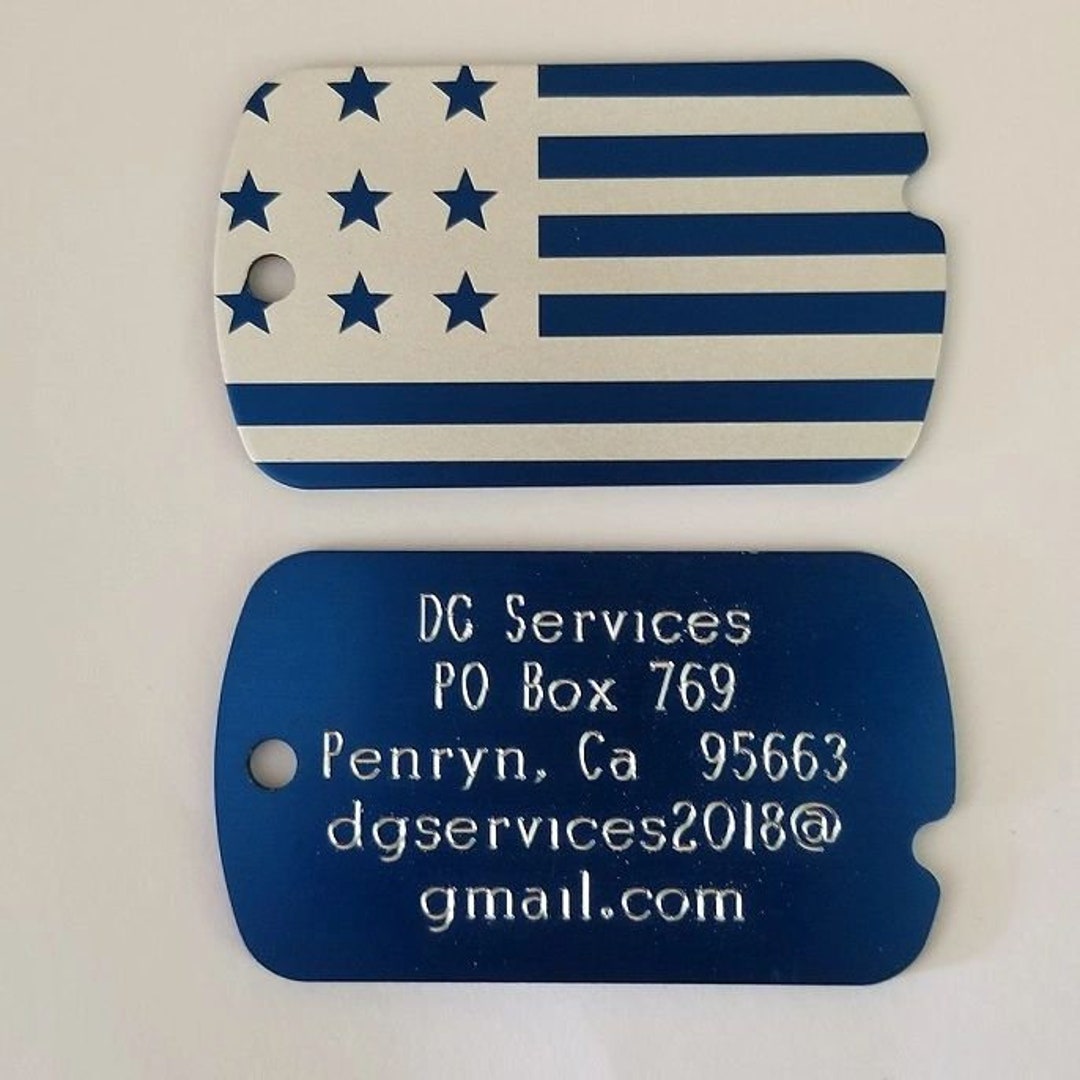 Military ID Tag Blue Flag - Etsy