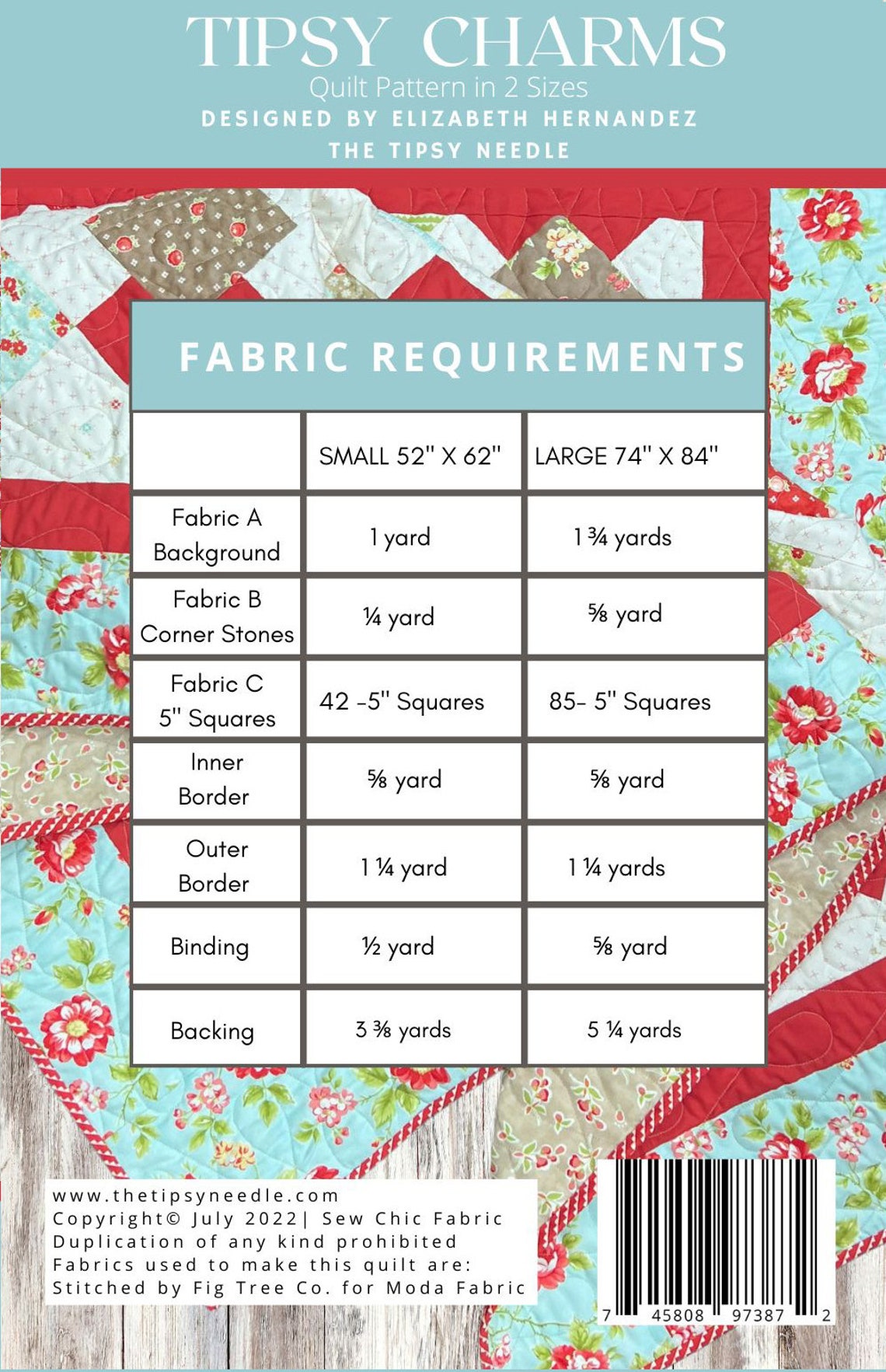 Tipsy Charms Quilt Pattern PDF Digital Download Tipsy Needle - Etsy