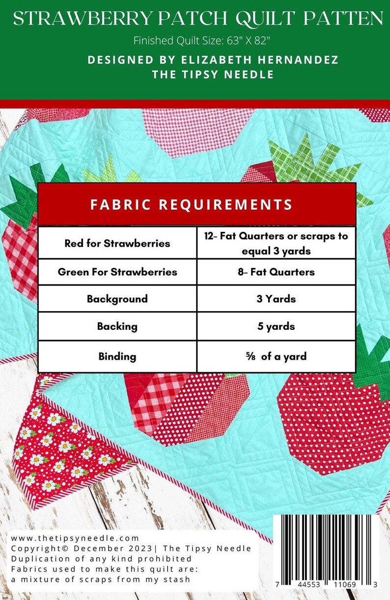 TTN-129 Strawberry Patch Quilt Pattern PDF Digital Download - Etsy