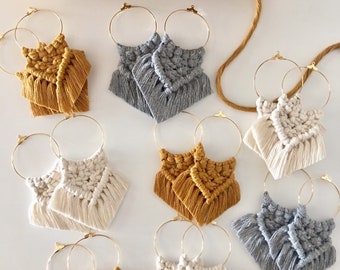 Wood Triangle Macrame Earrings - Etsy