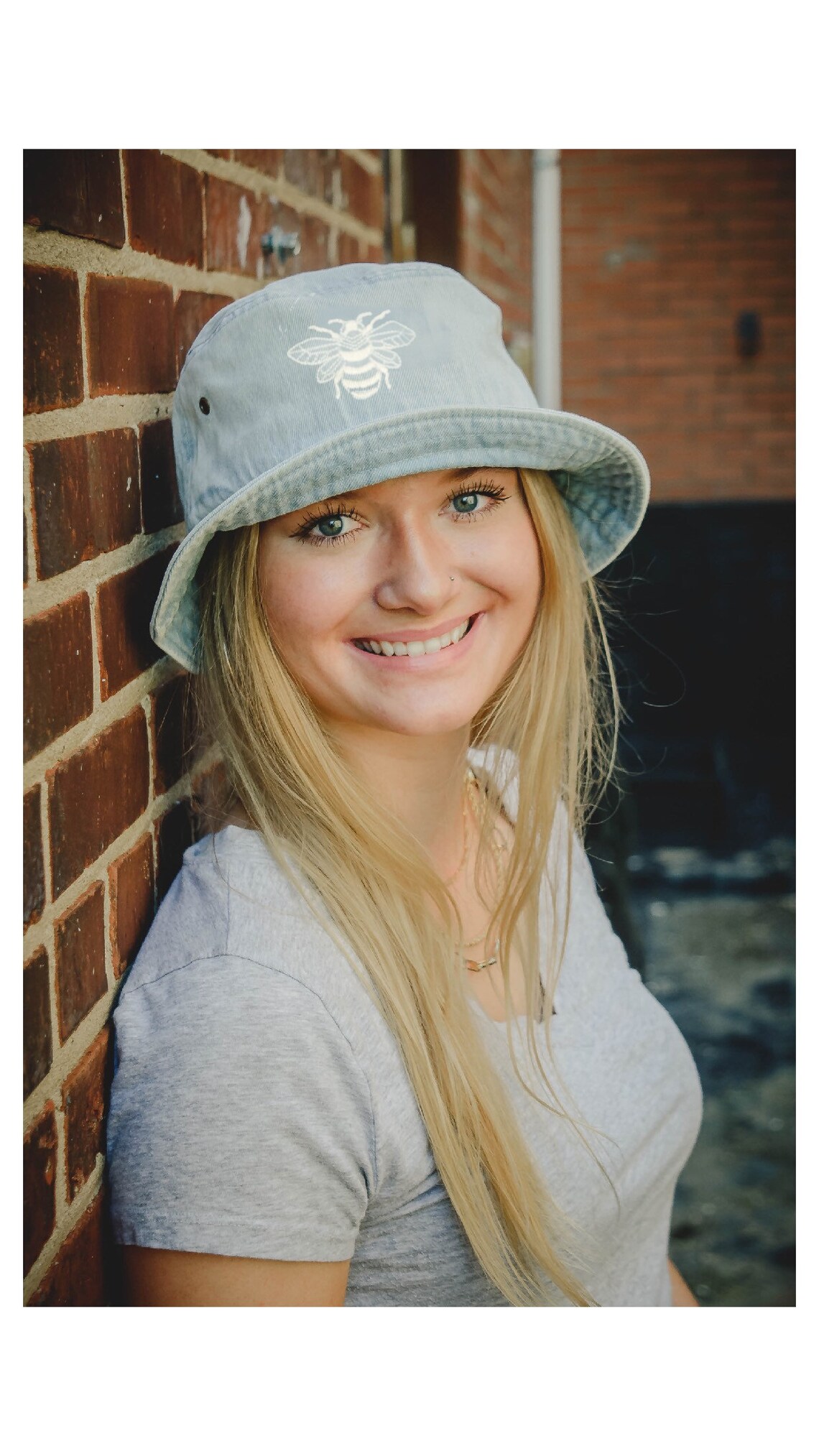 Bee Embroidered Bucket Hat Vsco Girl Cap Summer Beach And Etsy