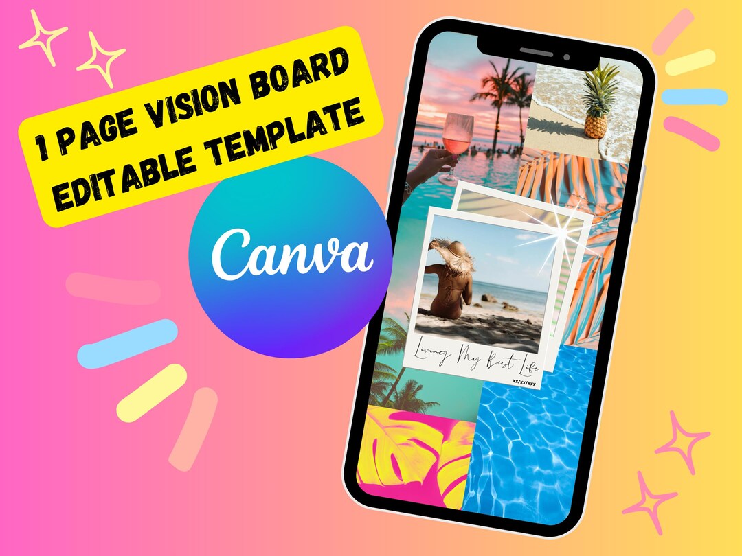 Lock Screen Vision Board Template | Easy Edit - Etsy