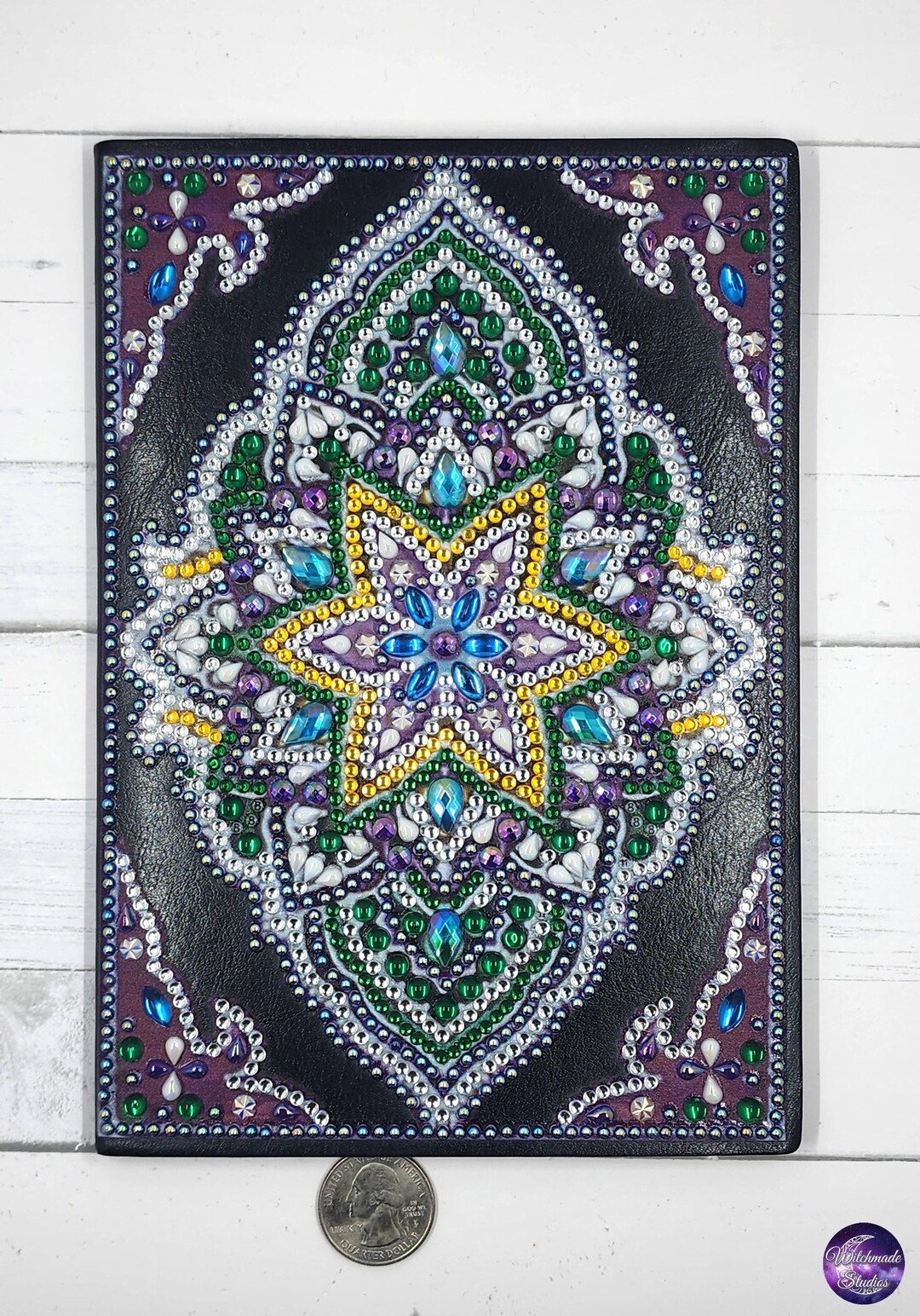 Green, Gold, Silver Mandala Notebook, Journal, Grimoire, Diary, Unlined ...