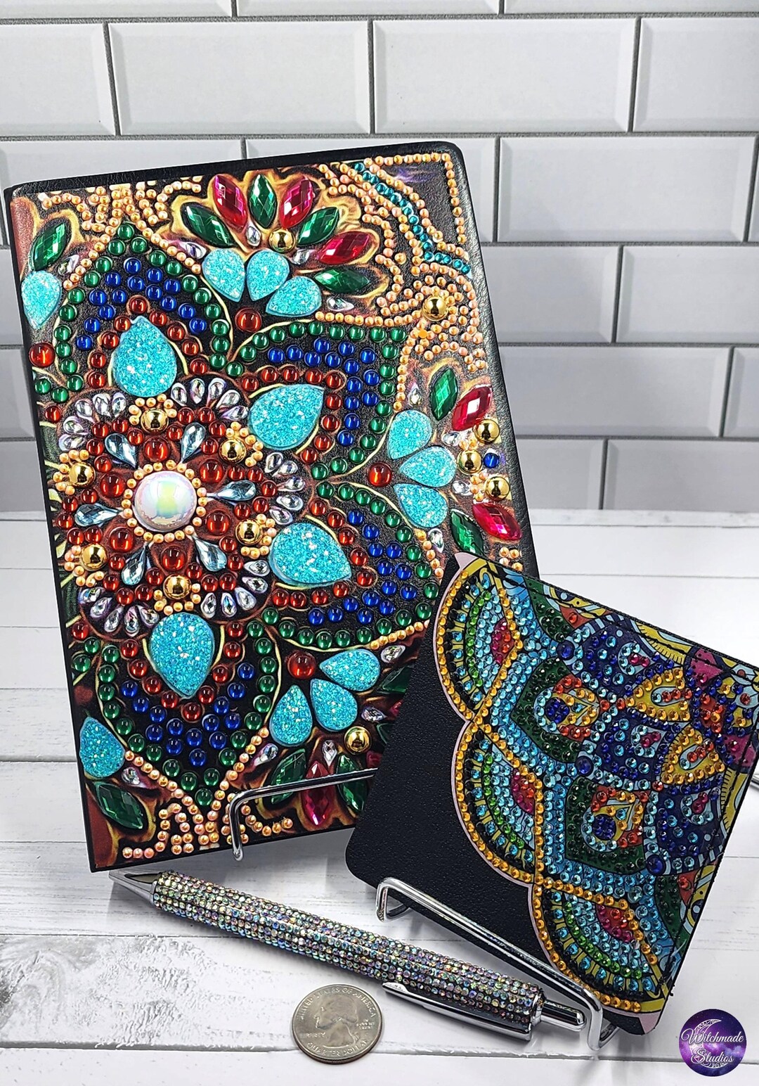 Multicolor Mandala Notebook Set, Blinged Pen and Bookmark JS02 - Etsy