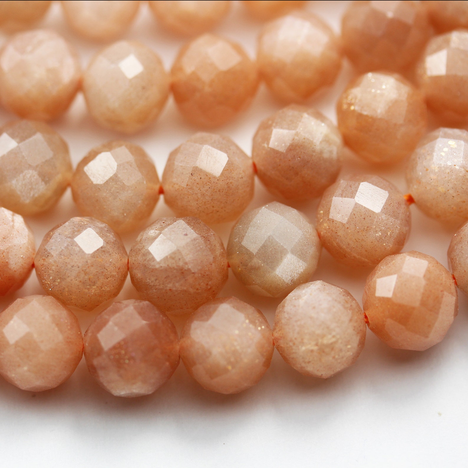 Natural Peach Moonstone8mm Faceted Round Gemstone Strand - Etsy