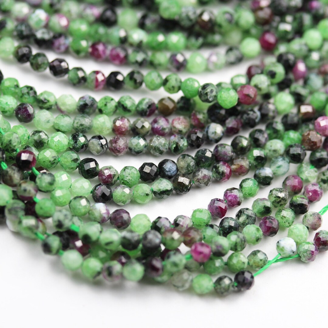 Natural Ruby Zoisite, 3mm Faceted Round, One Full Strand , About ...
