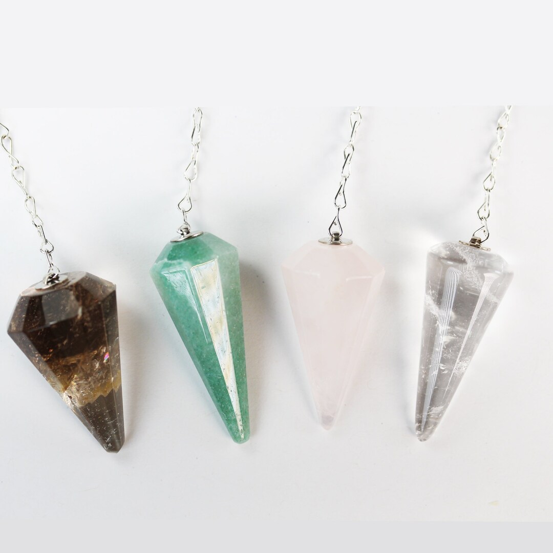 Natural Gemstone Point Pendulum Pendant -- Smoky Quartz, Aventurine ...