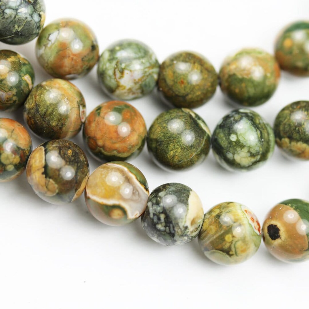 Rhyolite 8mm Round Natural Green Gemstone Beads One Full - Etsy Canada