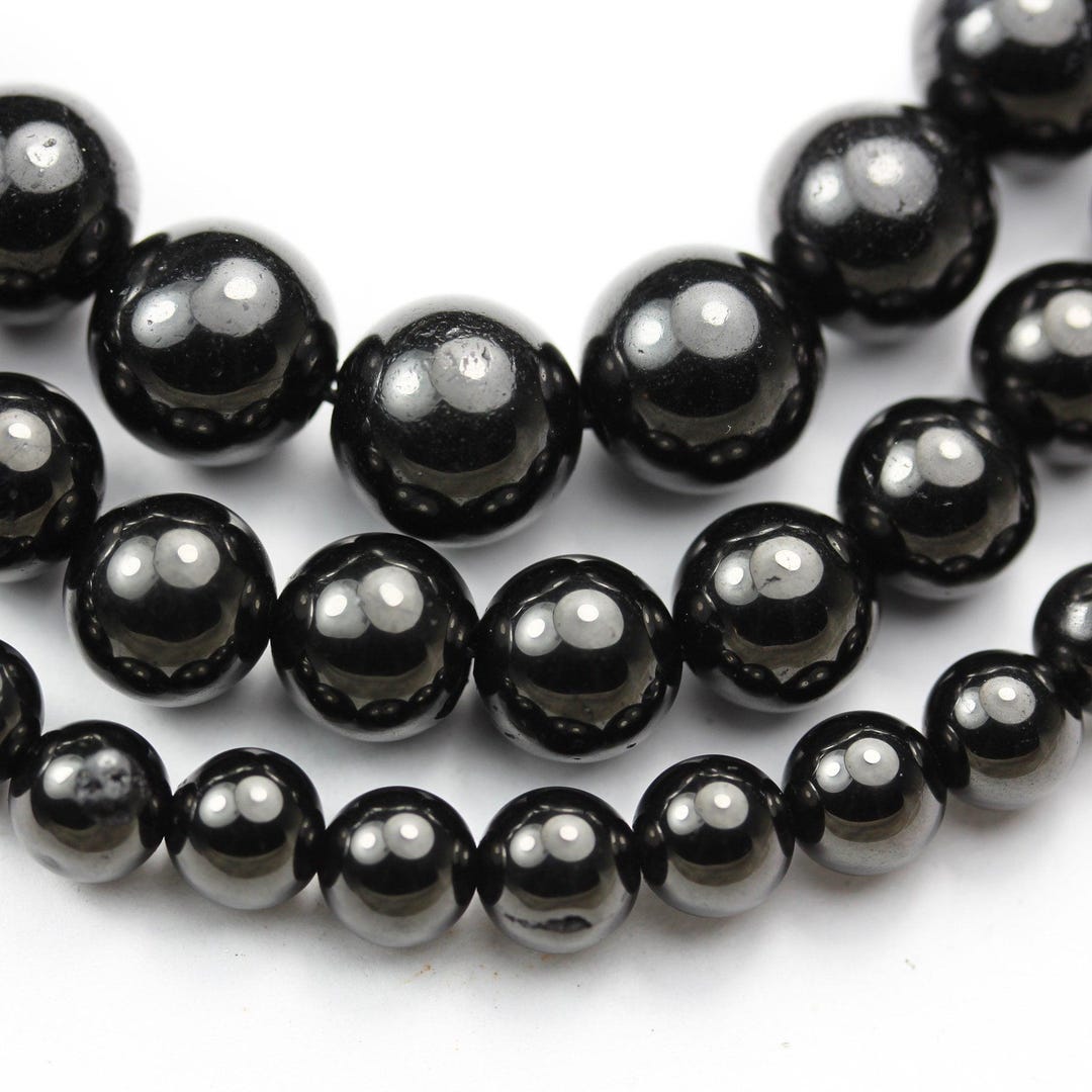 Genuine Real Natural Jet 10mm Round , Gemstone Beads Strand, 16 Inch ...