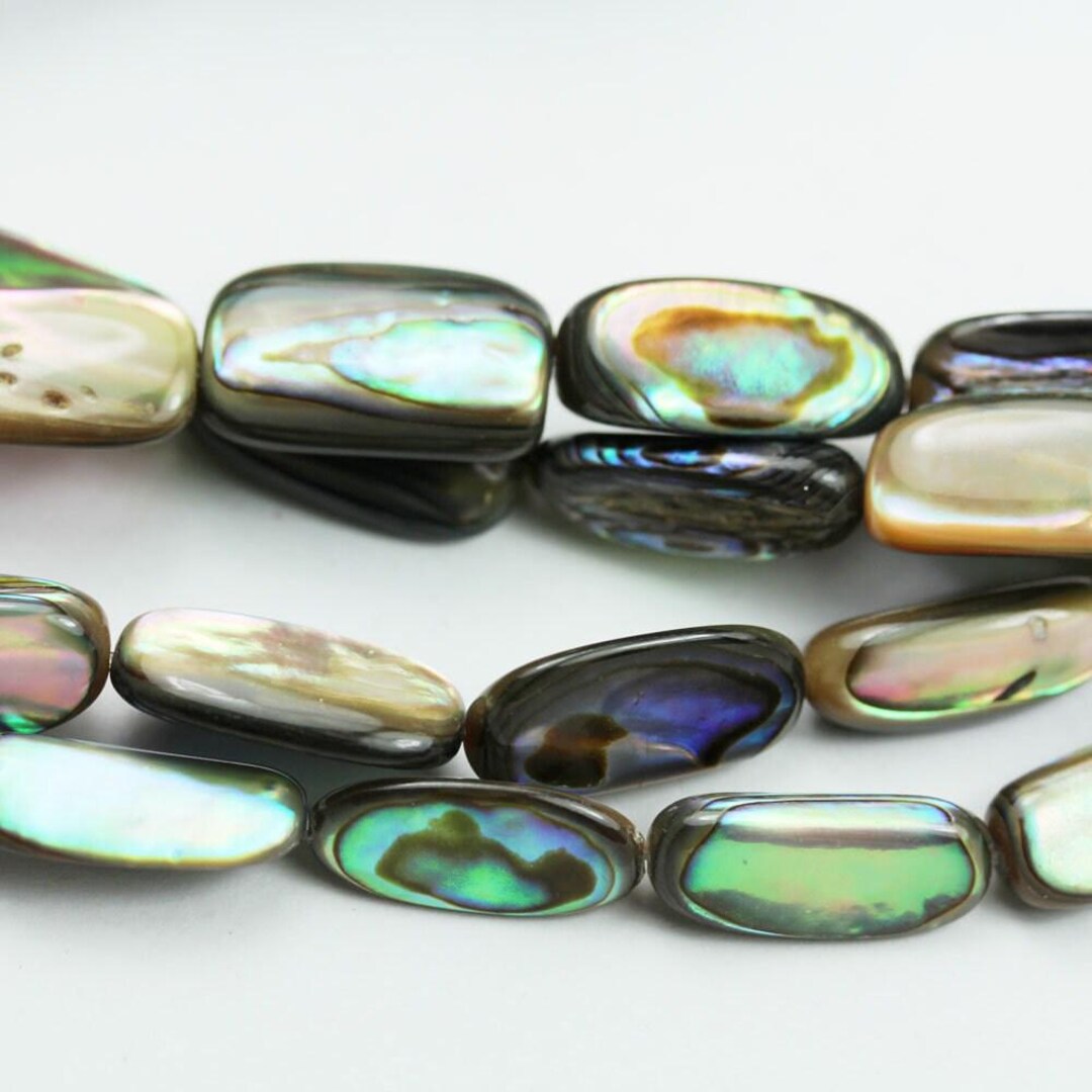 One Full Strand 14*7mm Natural Abalone Shell Beads, Peacock Shell Color ...