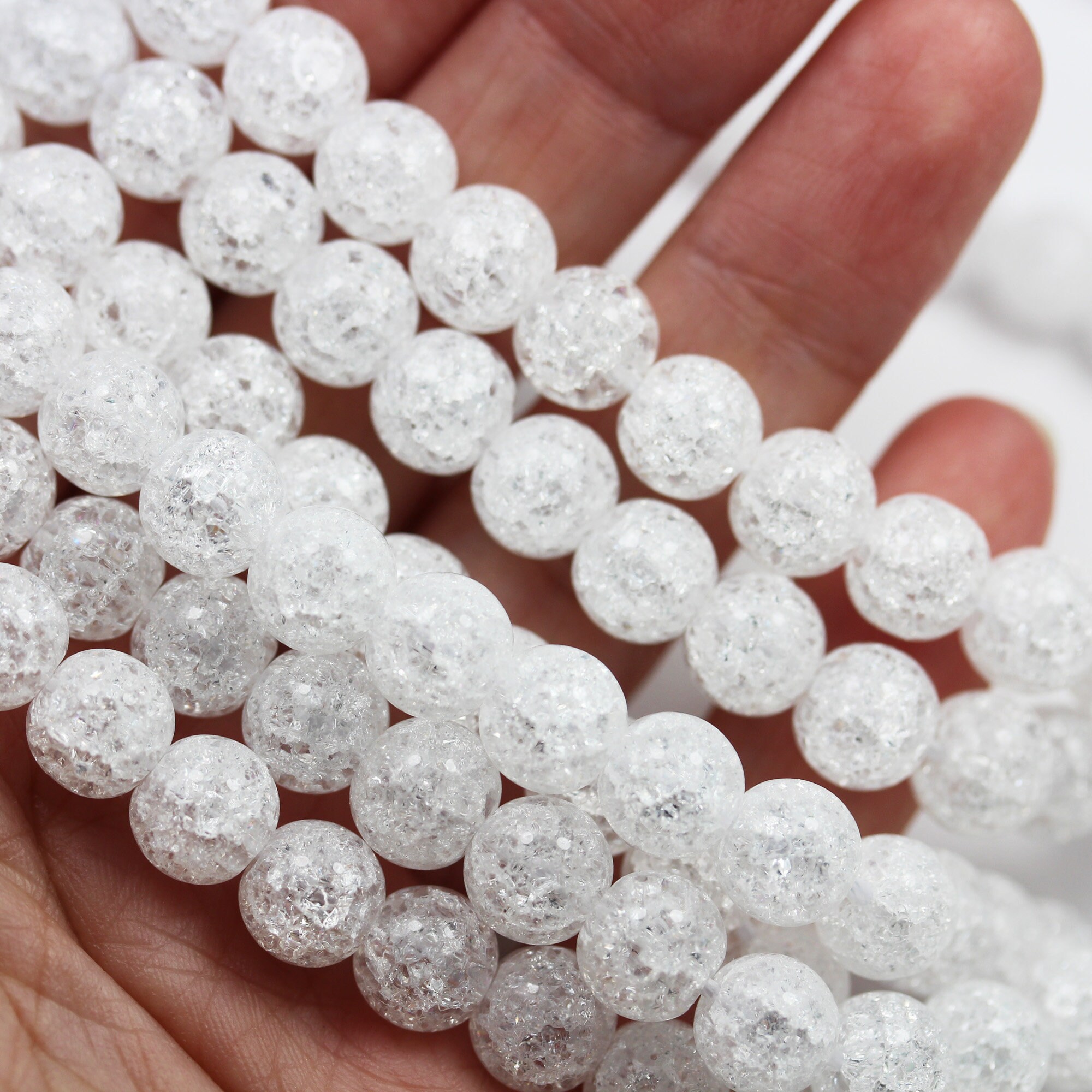 8mm Crackle Clear Quartz Beads 8mm Round Gemstone One Full - Etsy