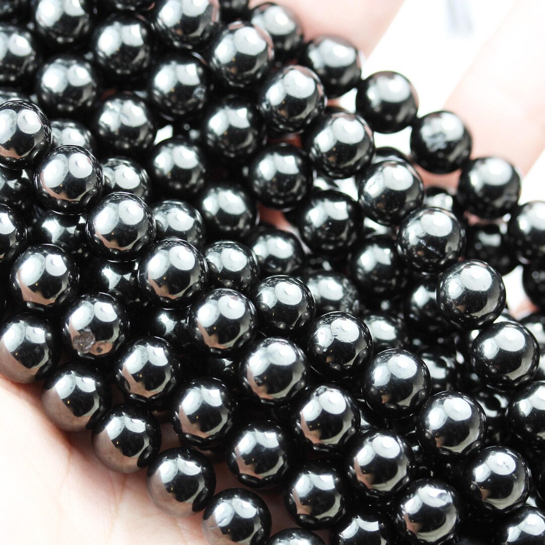 Genuine Real Natural Jet 6mm Round Gemstone Beads Strand, 65 Beads, 16 ...