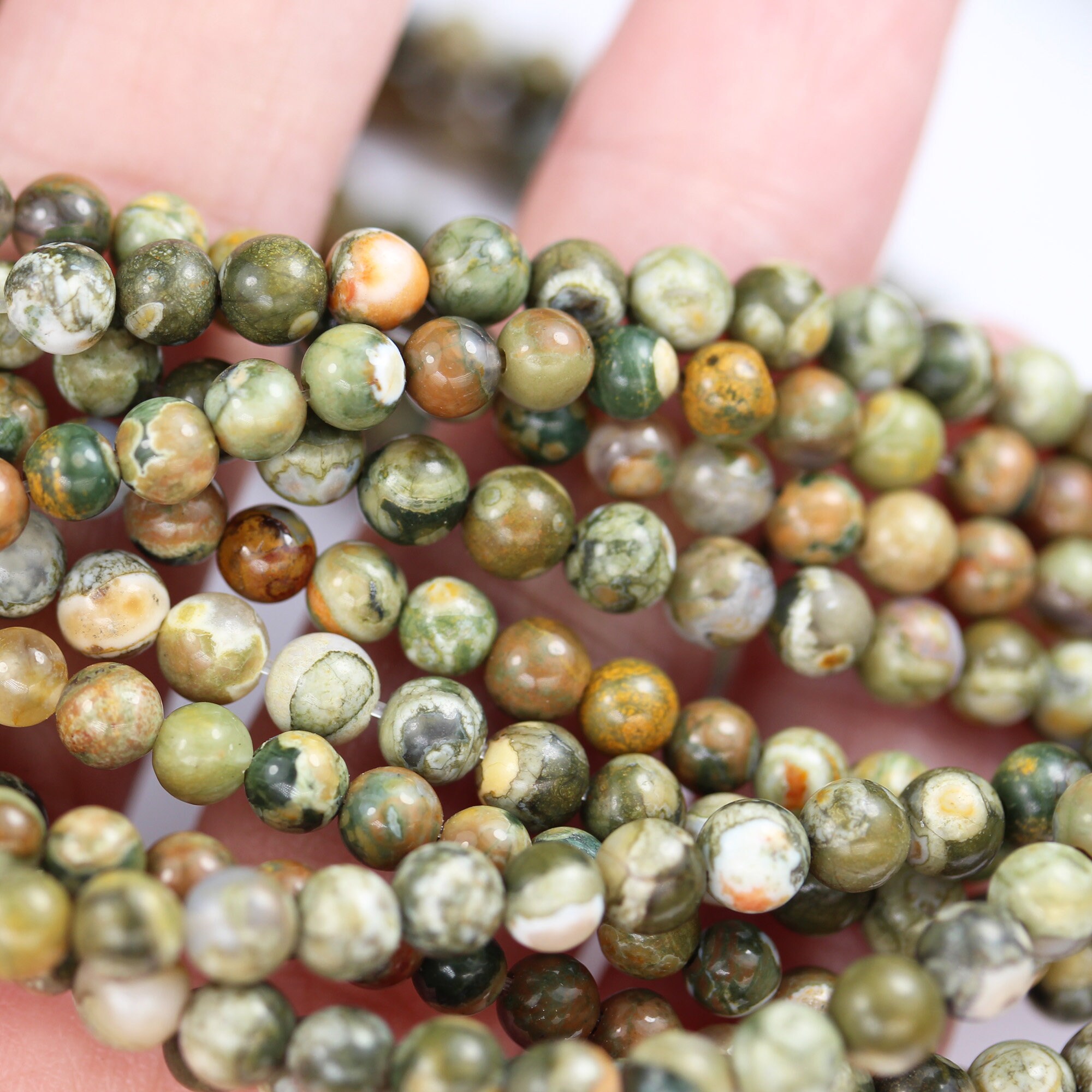 Green Rhyolite 4mm Round Natural Gemstone Beads One Full - Etsy UK