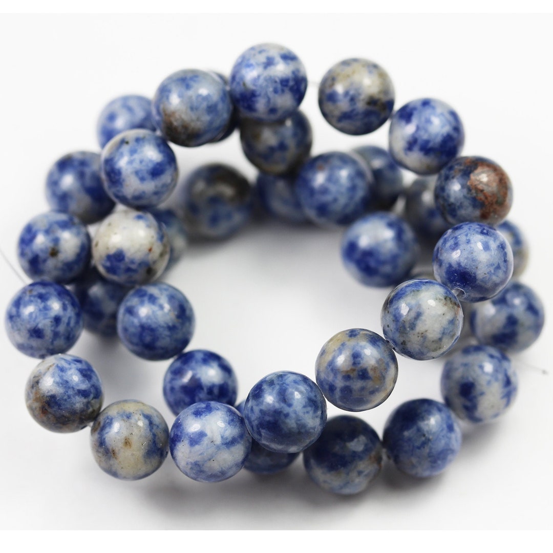 Blue Spot Jasper, 10mm Round Natural Beads Gemstone Strand, One Full ...