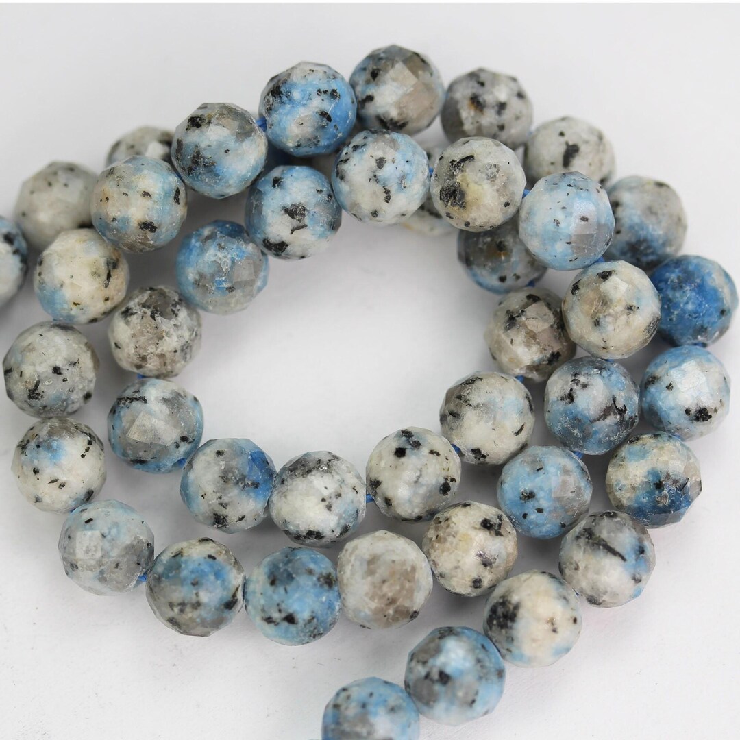 Natural K2 Blue Granite Gemstone,8mm Faceted Round Natural Gemstone ...