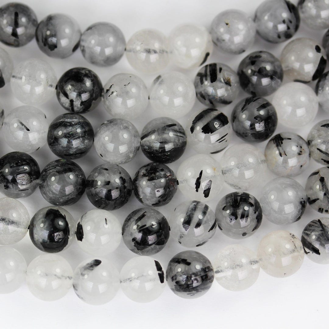 Black Rutilated Quartz Beads, 6mm Round Gemstone Strand - Etsy