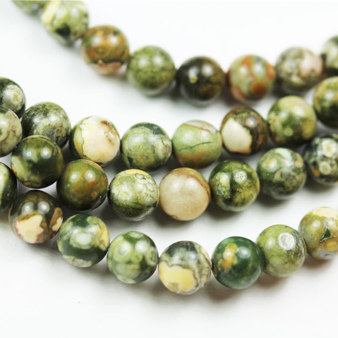 Green Rhyolite, 6mm Round Natural Gemstone Beads, One Full Strand ...