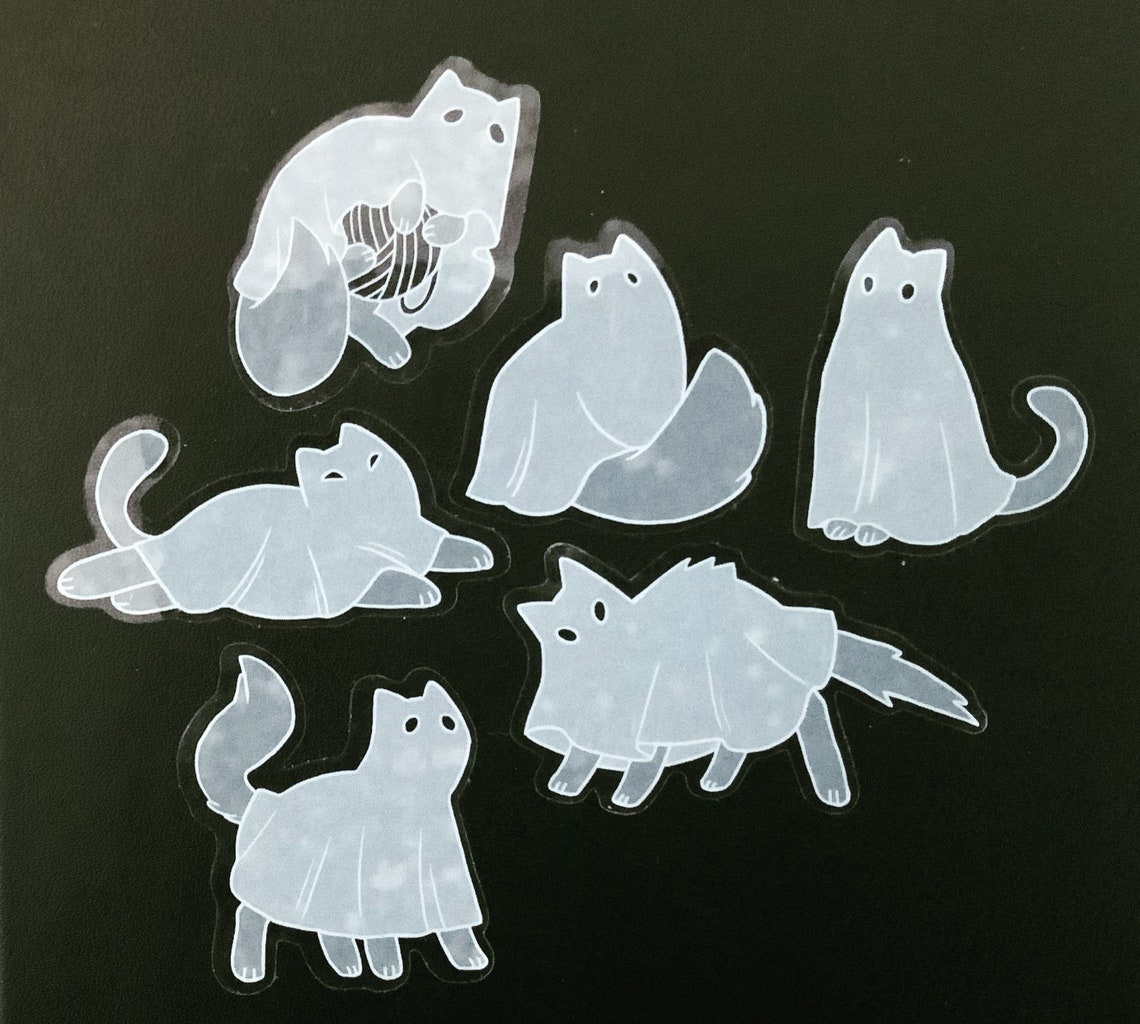 Ghost Cat Sticker Pack - Etsy