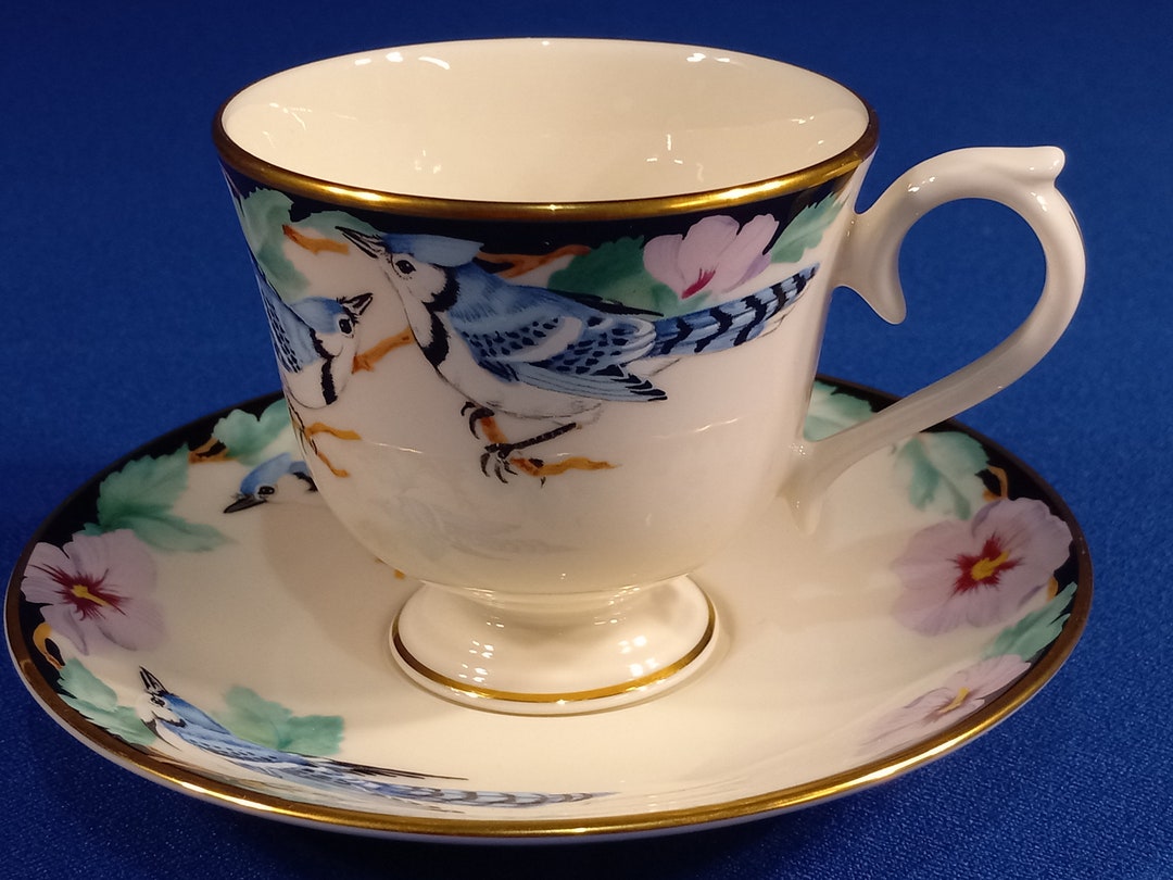 Blue Jay Cup & Saucer - No Box Birds of America by LENOX - Etsy
