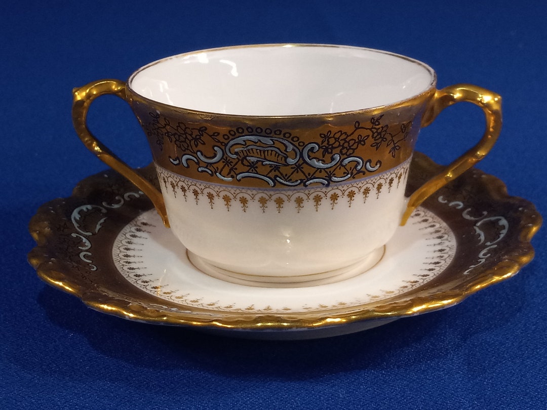 Limoges Gold Double Handled Tea Cup and Saucer Set - Etsy