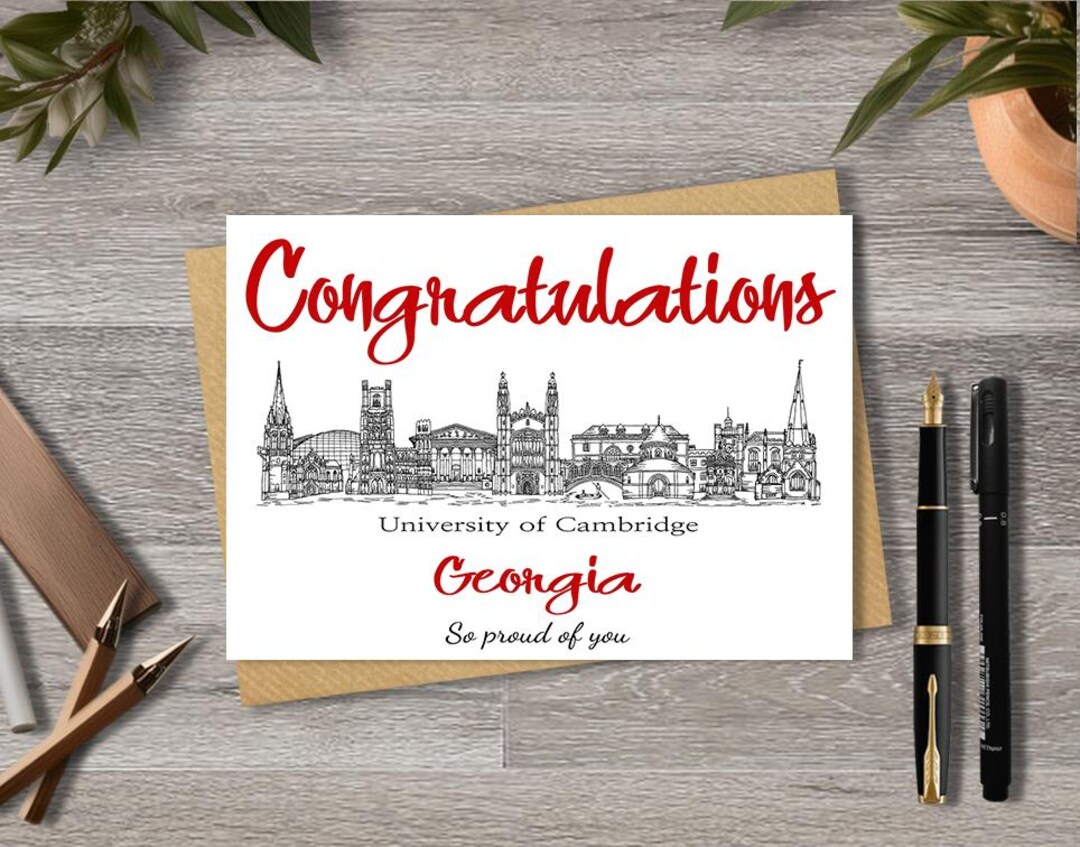 A5 Cambridge University Congratulations Personalised Card, Freshers ...