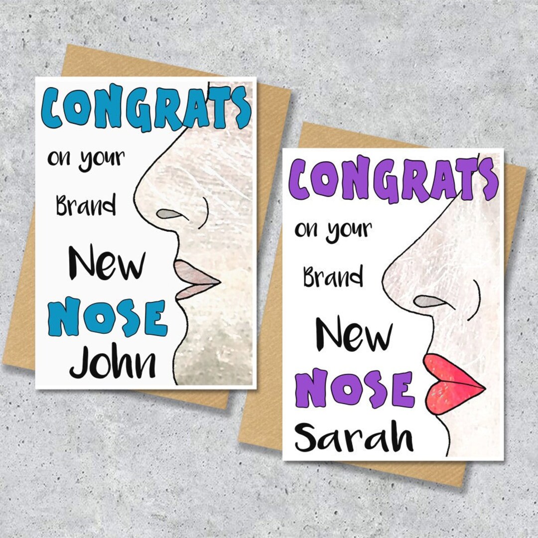 Personalised Nose Job Surgery Greeting Card, Rhinoplasty Card, Get Well ...
