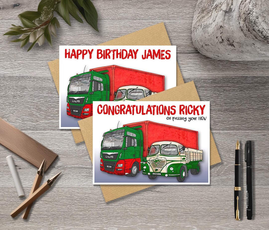 Personalised Lorry Truck A5 Birthday Card, Congratulations HGV, Good ...