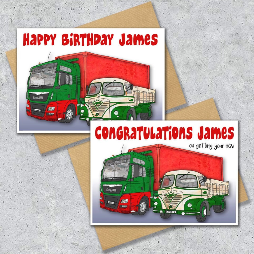 Personalised Lorry Truck Birthday Greeting Card Congratulations HGV ...