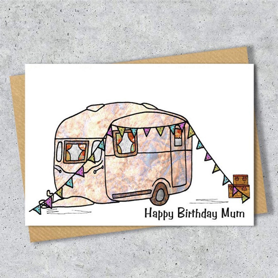 Personalised Retro Vintage Caravan Greeting Card, Holiday Home - Etsy ...