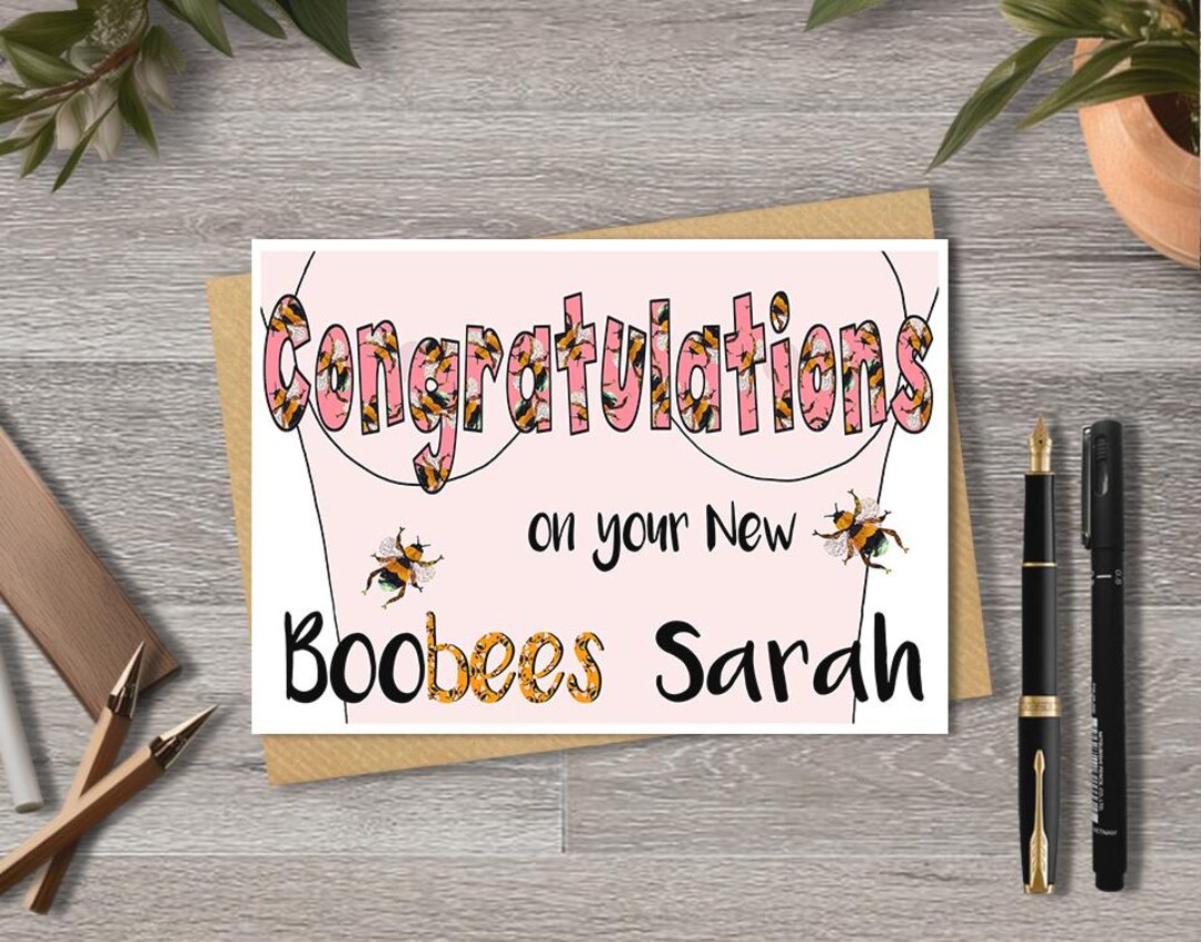 Personalised Breast Surgery A5 Greeting Card, Breast Implants, New ...