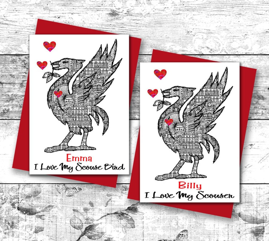 Personalised Scouser Scouse Bird Liverpool Liver Bird Card , Valentines ...